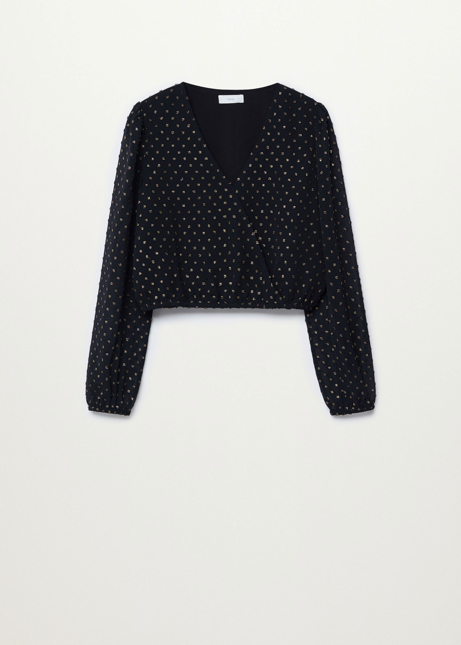 MANGO Embroidered Polka-Dot Blouse in Black | Endource