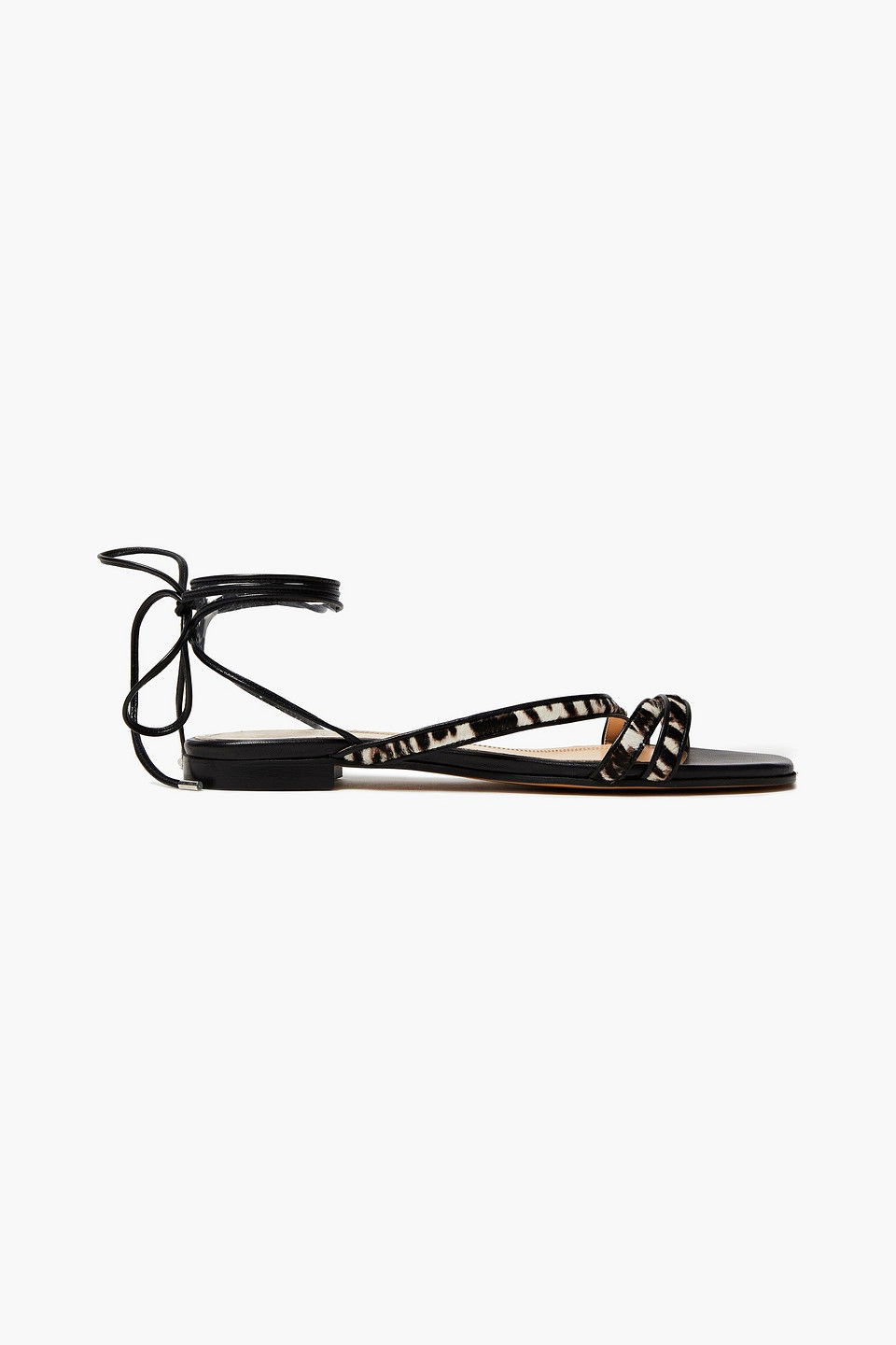 IRO Puce Zebra-Print Calf Hair And Leather Sandals in Black | endource