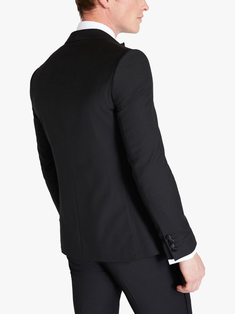MOSS Slim Fit Double Breasted Tuxedo Jacket in Black | Endource