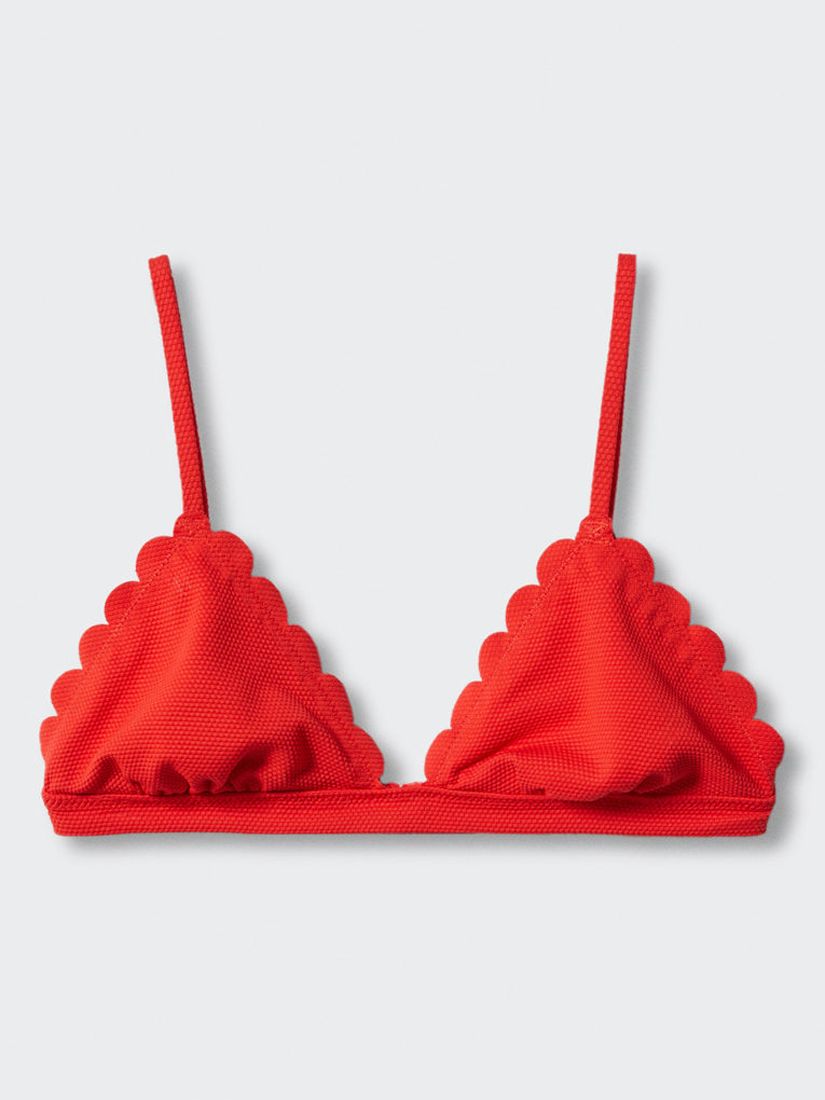 MANGO Ondita Scallop Edge Bikini Top in Red | endource