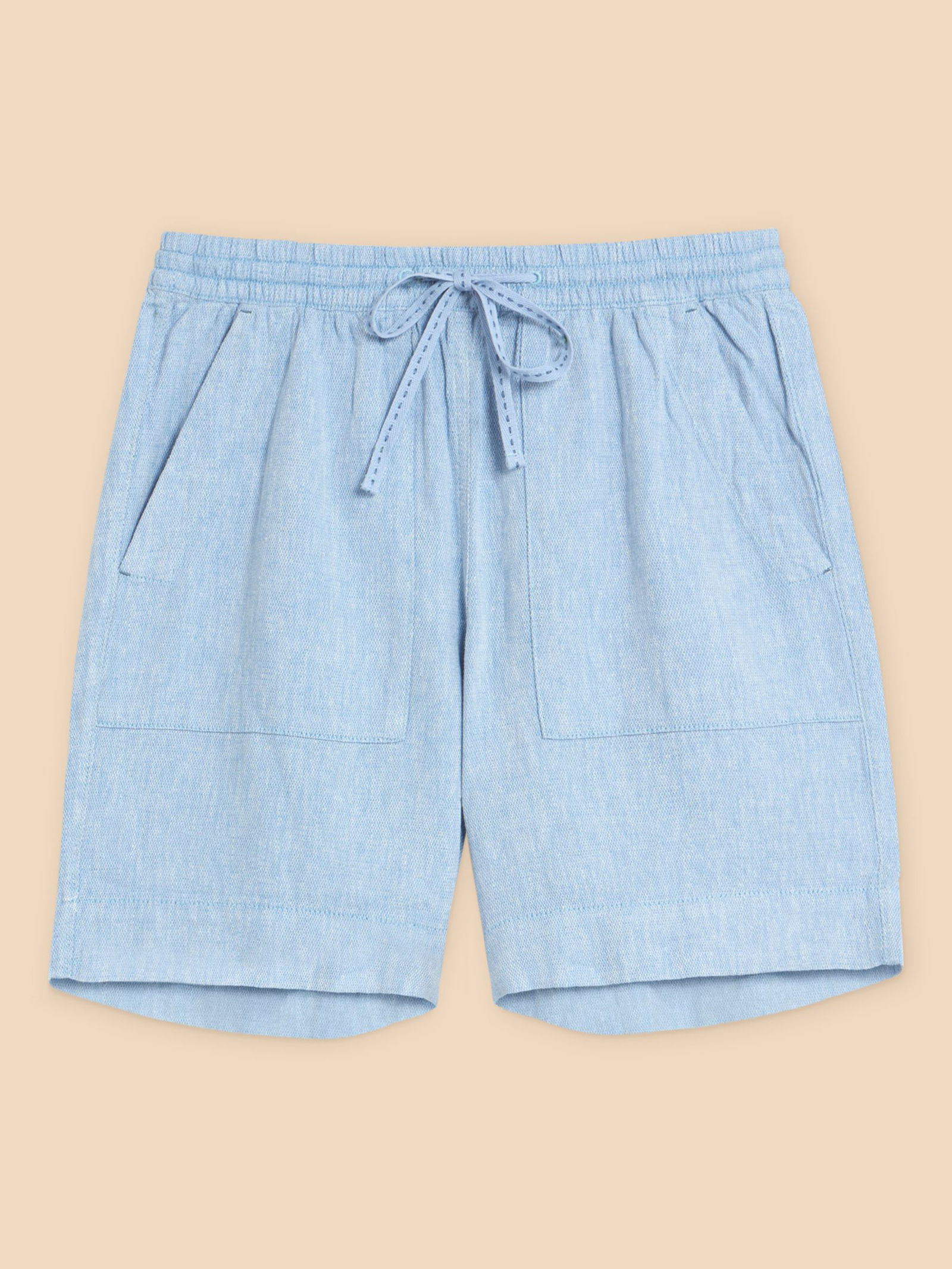 WHITE STUFF Elle Linen Blend Shorts in Chambray Blue | endource