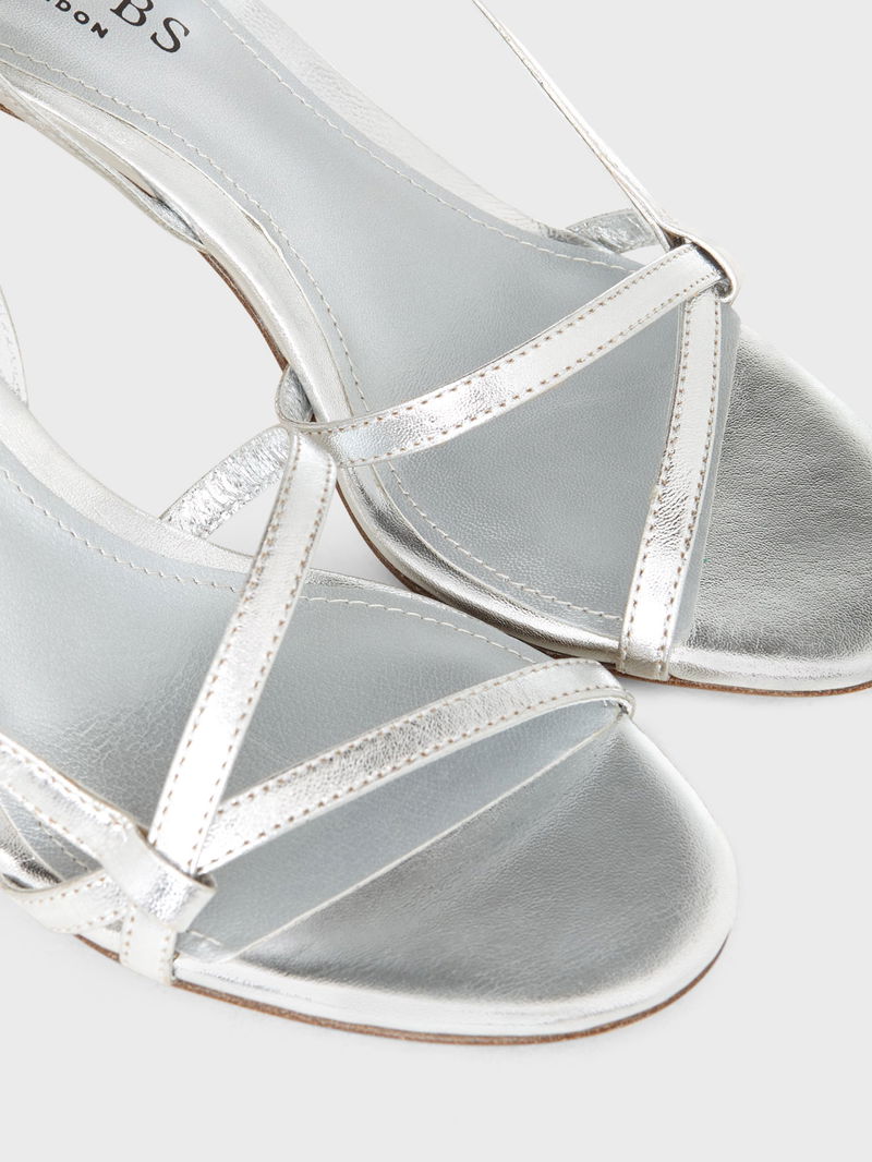 Hobbs Lia Kitten Heel Leather Sandals In Silver Endource