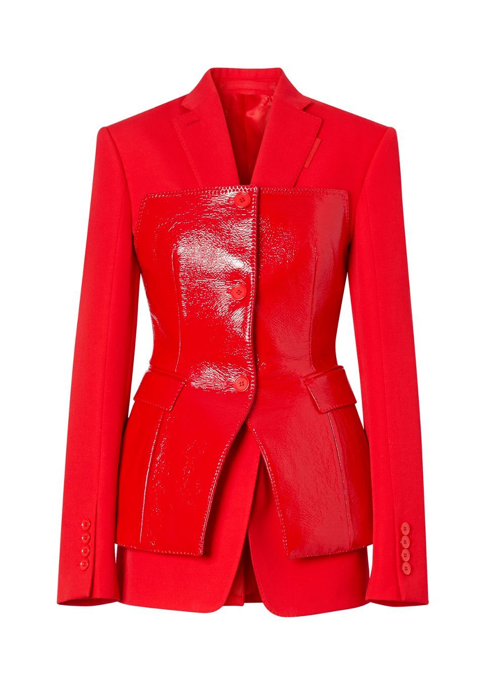 BURBERRY Vinyl Corset Detail Wool Tailored Jacket | endource