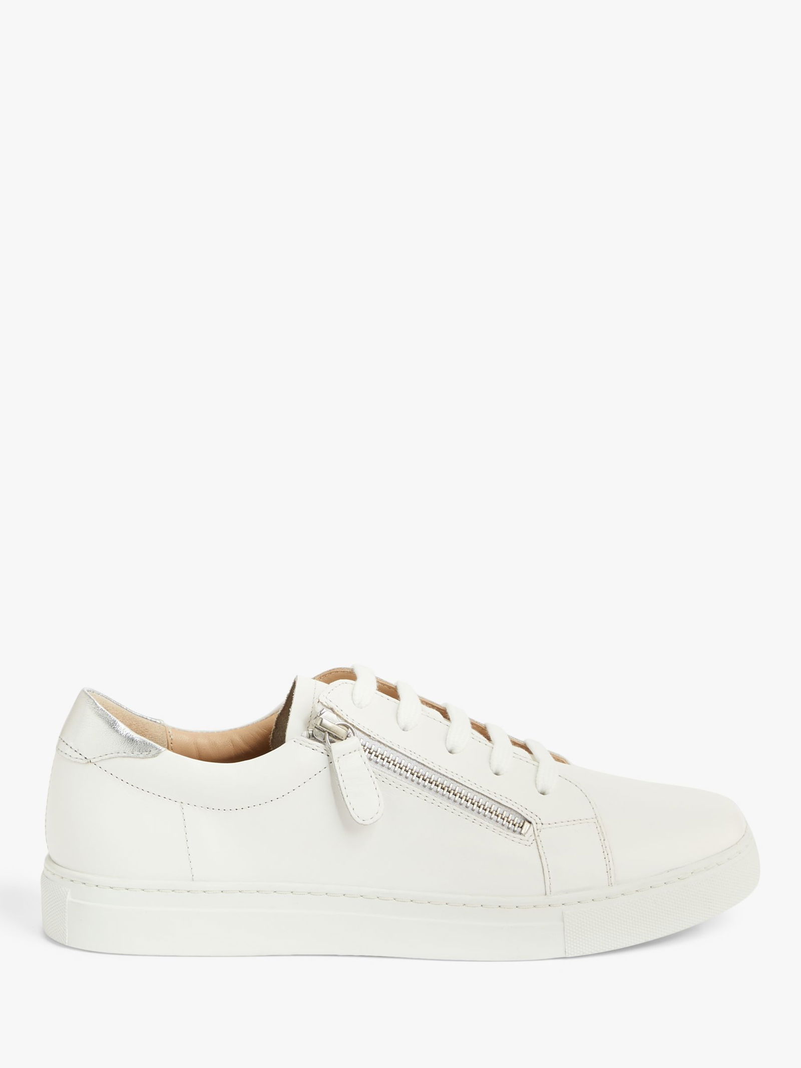 JOHN LEWIS Edison Wide Fit Leather Trainers in White Cow Crust | endource