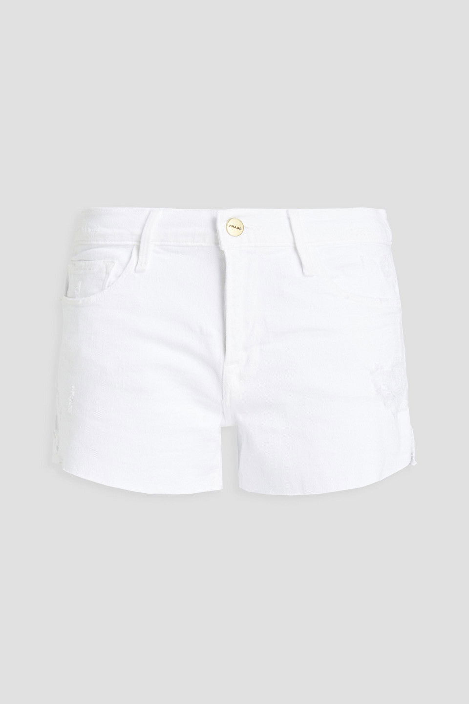 FRAME Le Cut-Off Distressed Denim Shorts | endource