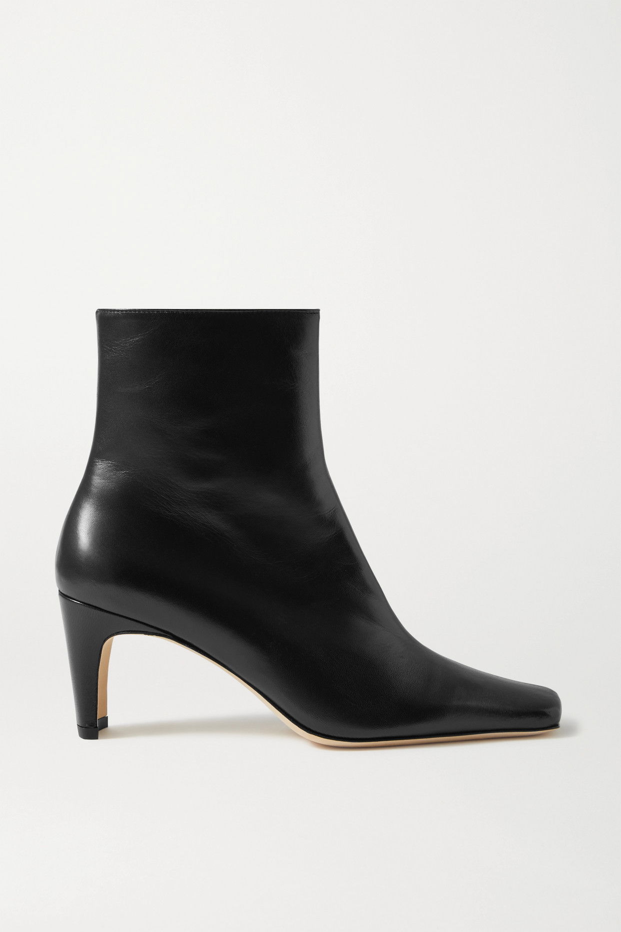 STAUD Eva Leather Ankle Boots in Black | endource