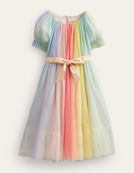 BODEN Rainbow Tulle Dress in Multi Stripe | endource