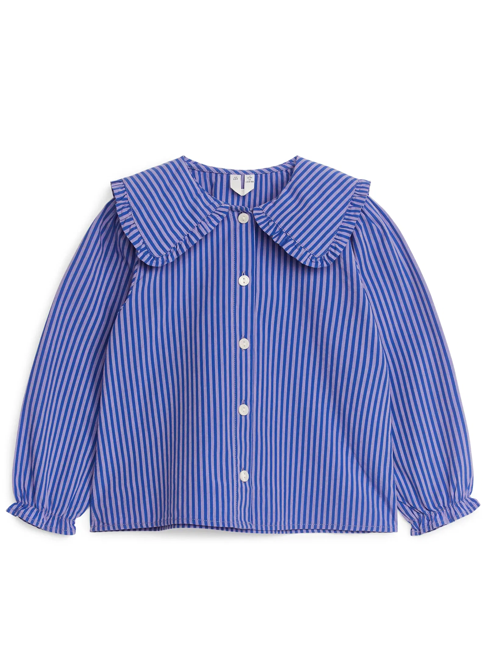 ARKET Frill-Collar Blouse in Blue/Stripes | Endource