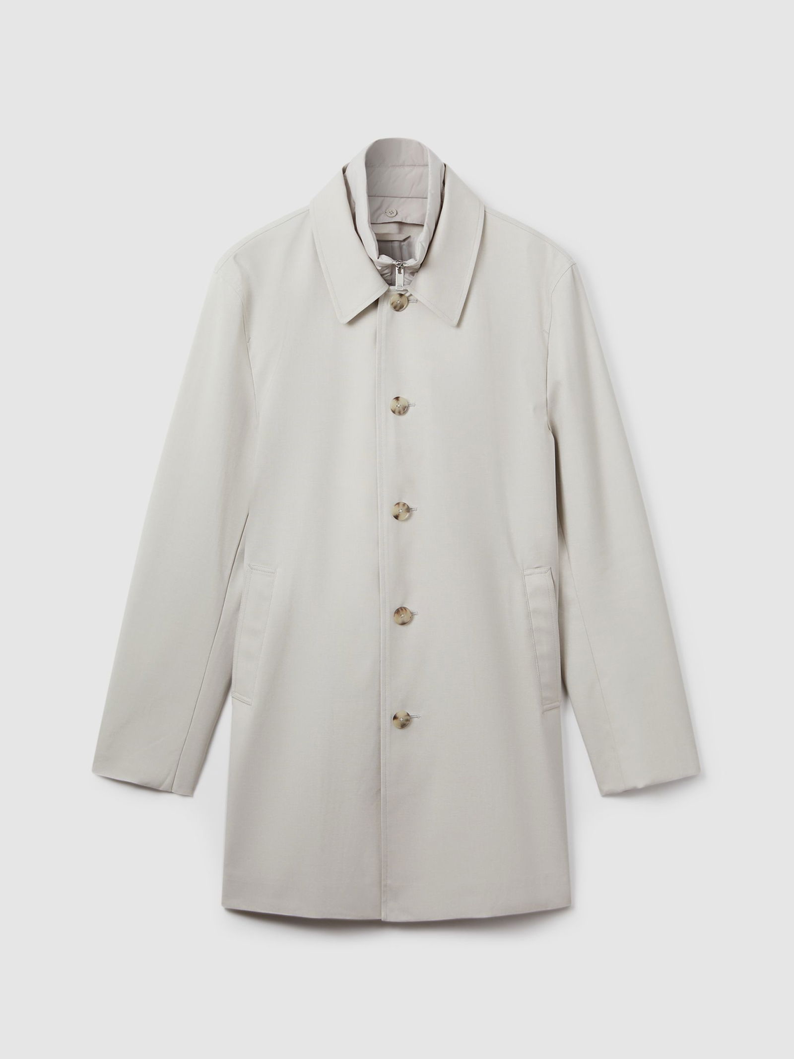 REISS Perrin Jacket With Removable Funnel-Neck Insert in Stone | Endource