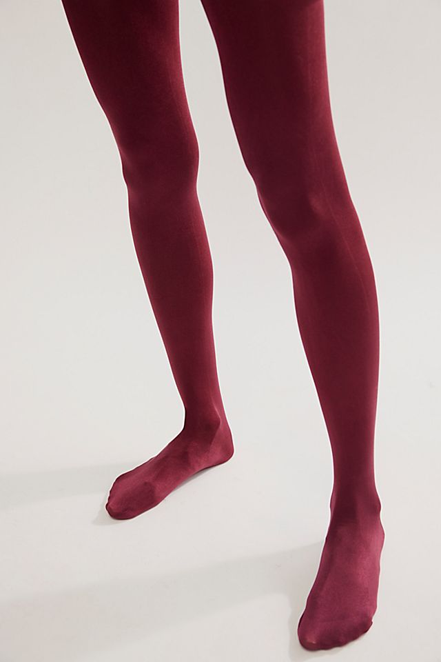 FREE PEOPLE Sanna Glossy Tights in Wine | Endource