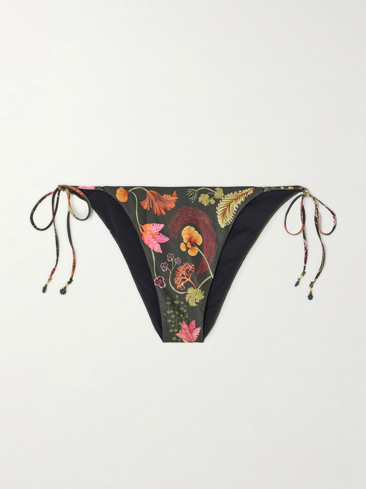 AGUA BY AGUA BENDITA Poema Habitat Embellished Floral Bikini Briefs in Green | Endource