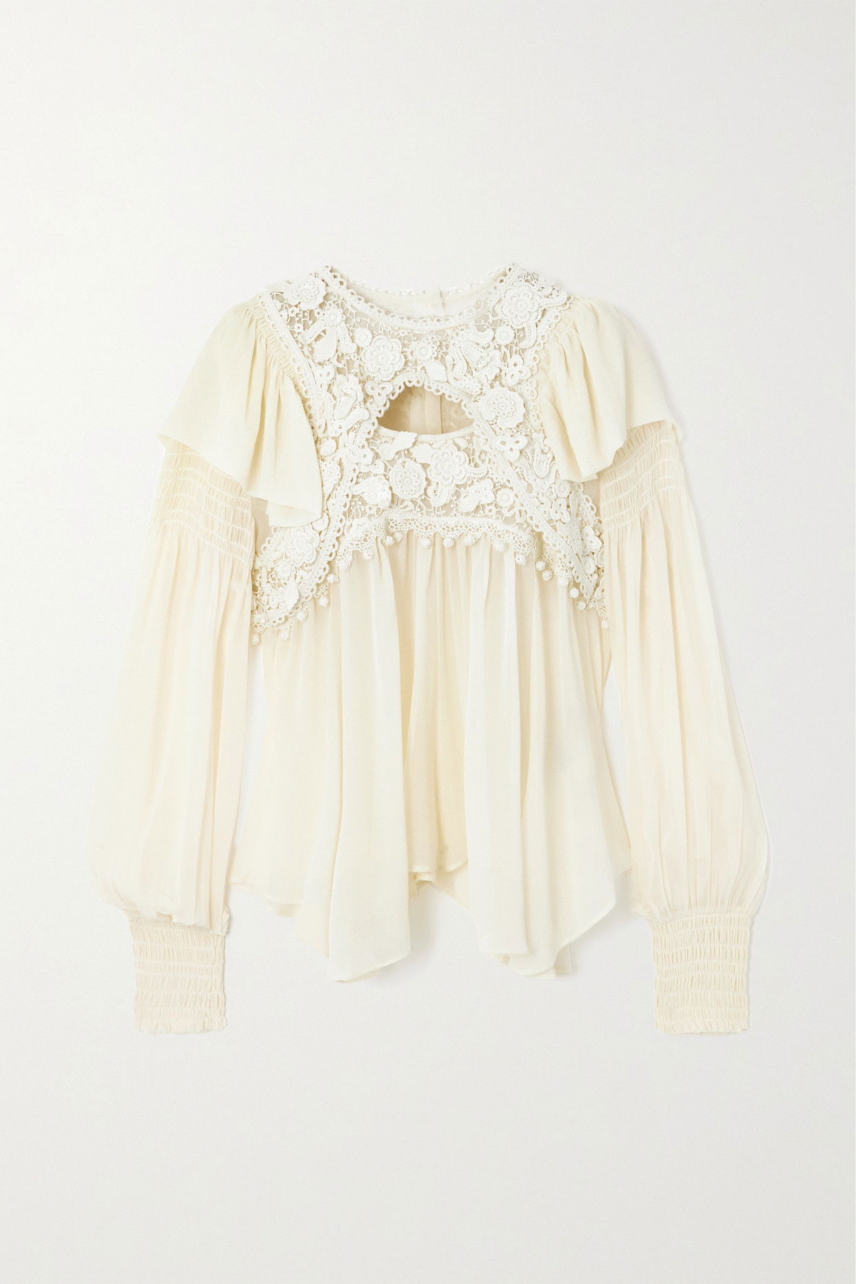 ISABEL MARANT Rokia Cutout Crochet-Trimmed Silk-Georgette Blouse in ...