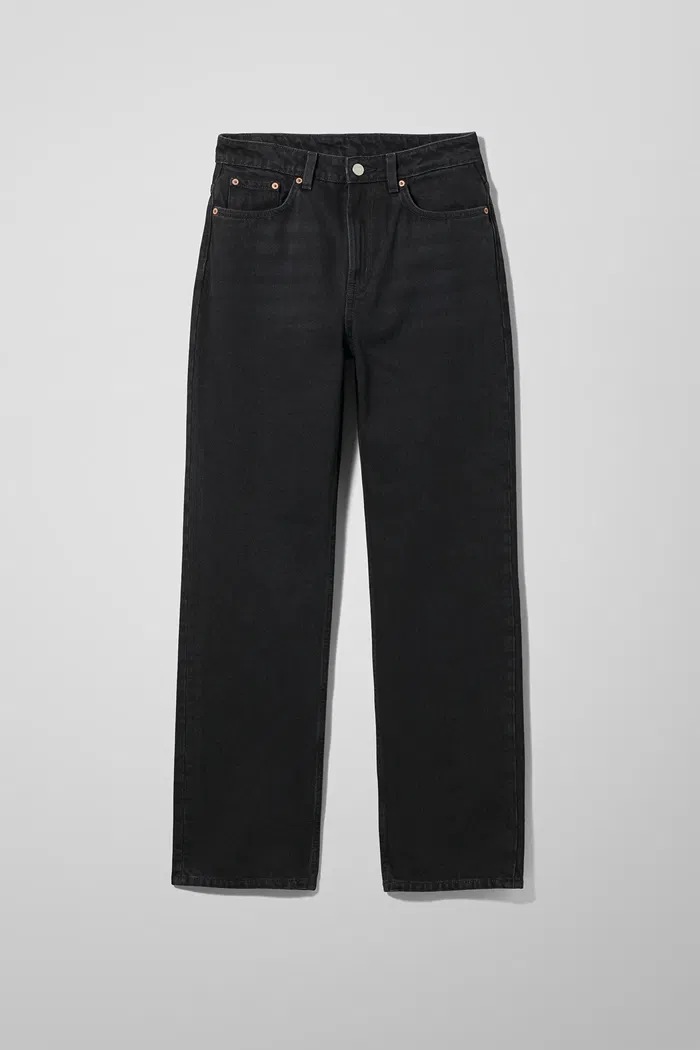 WEEKDAY Voyage High Straight Jeans in Echo Black | endource