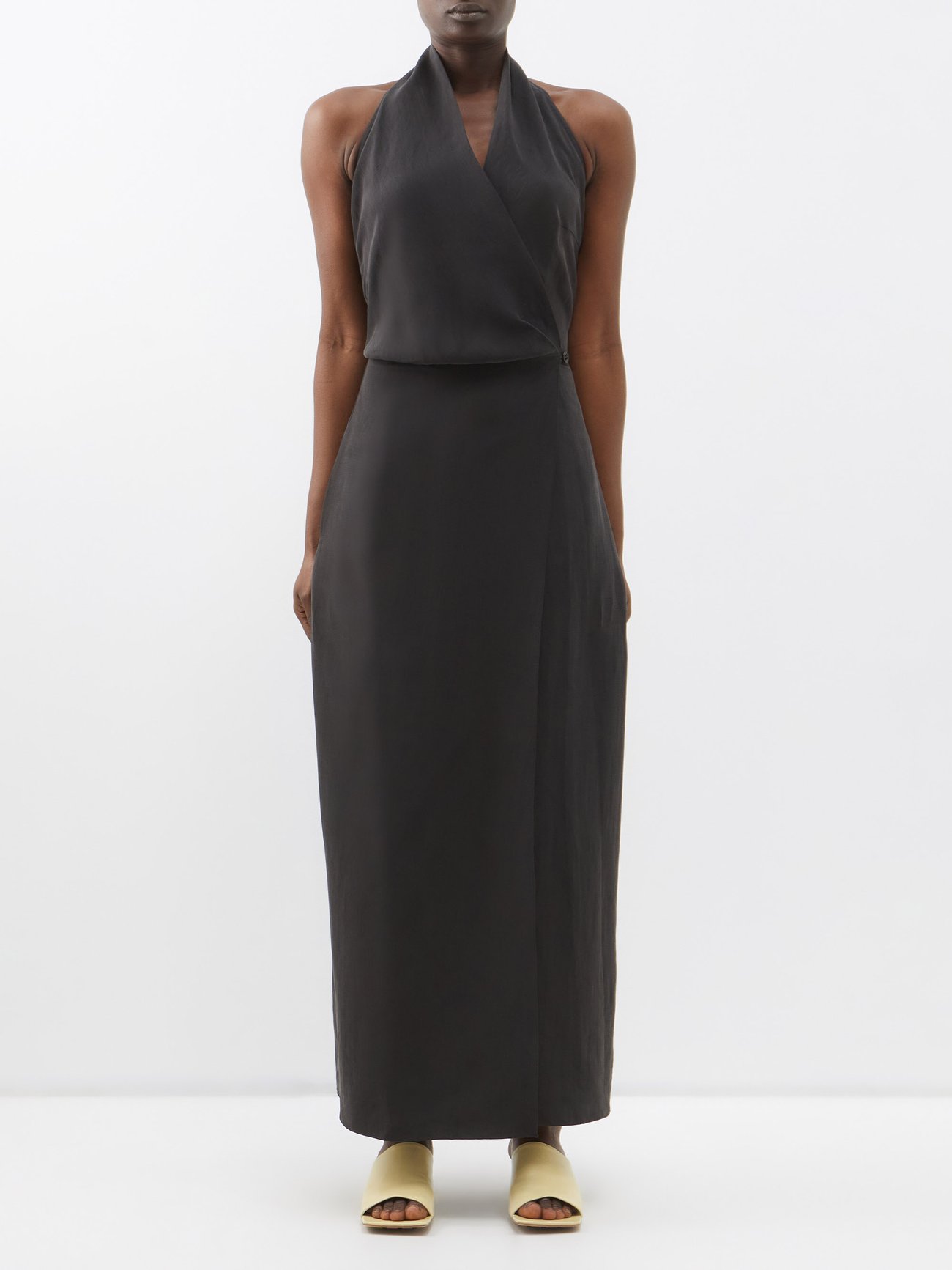 RAEY Wrap Halter Dress in Black | endource