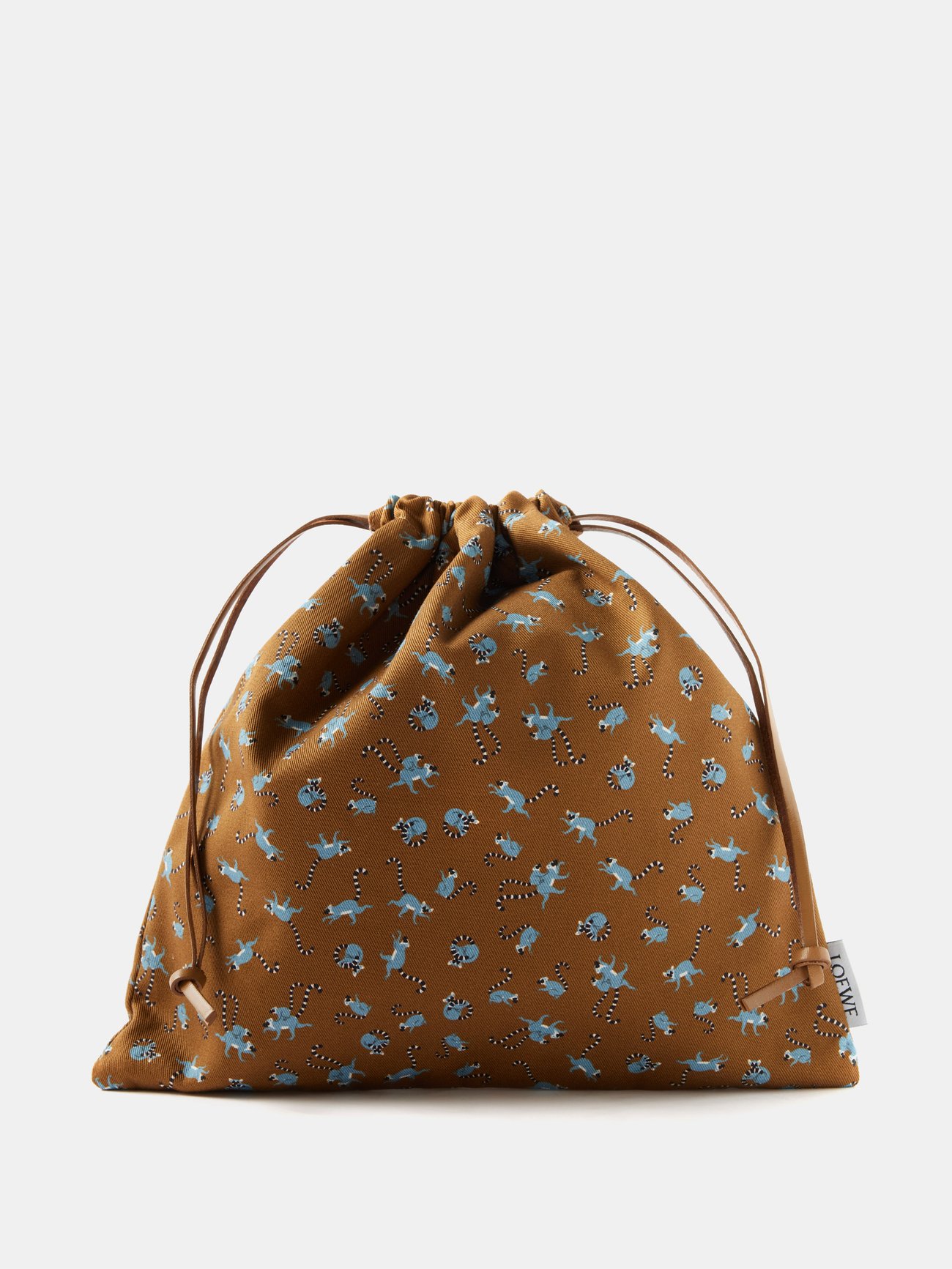 LOEWE Lemur-Jacquard Cotton Drawstring Tote Bag | endource