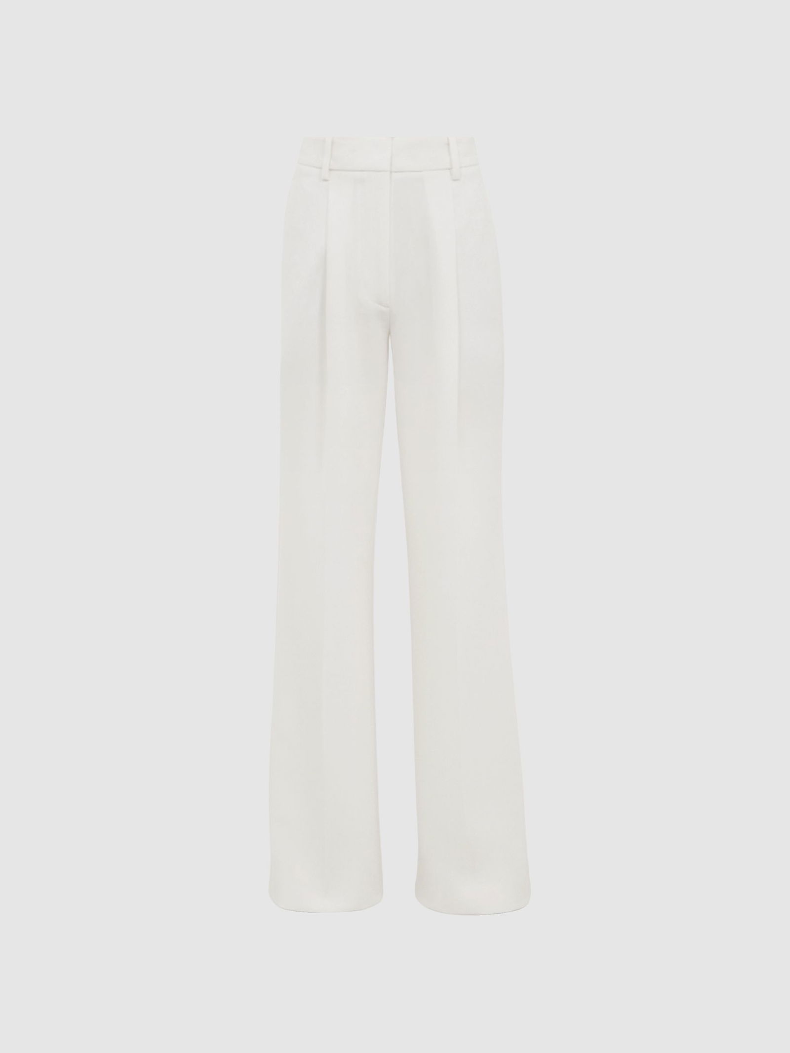 REISS Tatum Crepe Wide Leg Trousers in White | endource