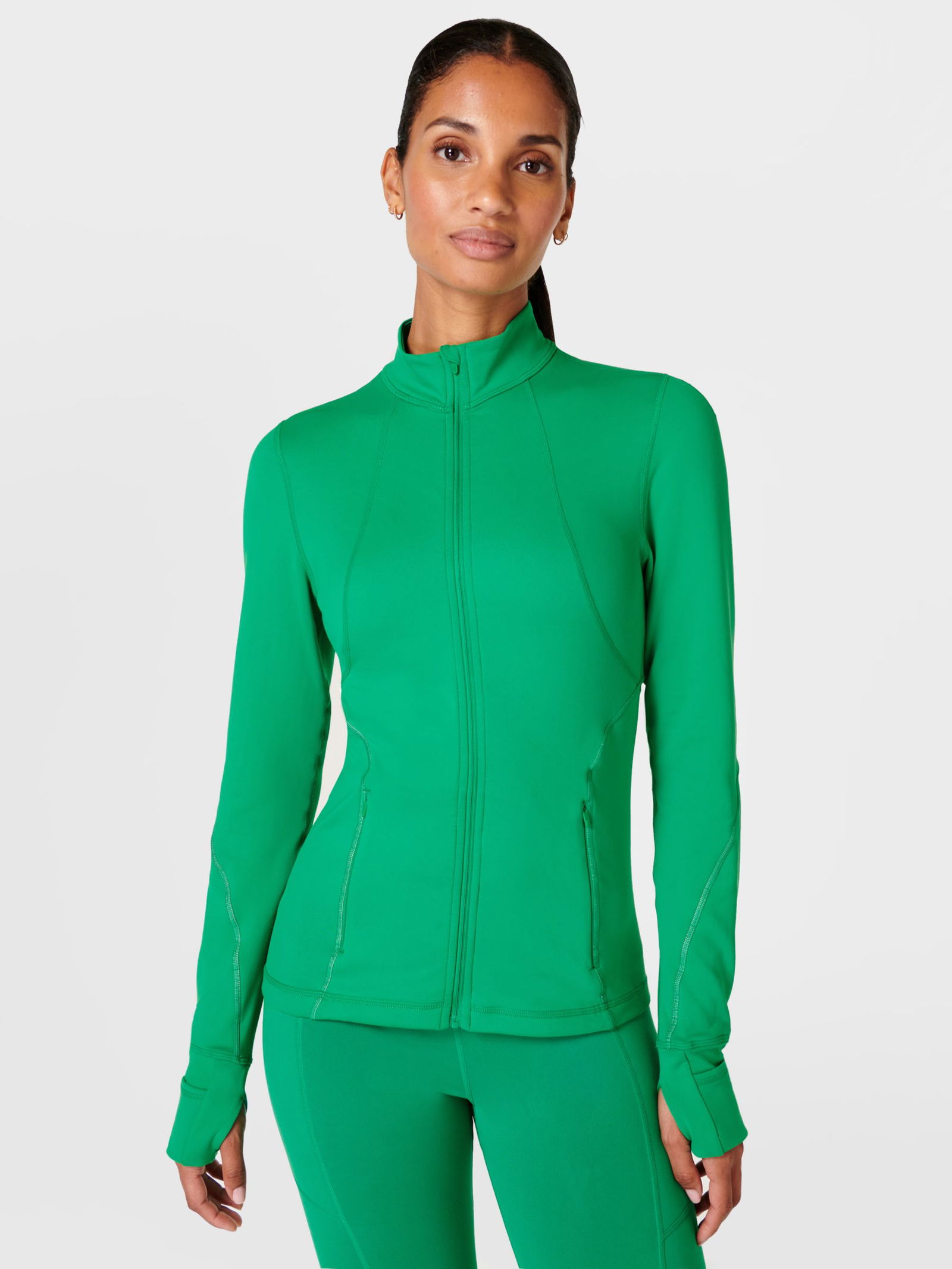 SWEATY BETTY Therma Boost Running Zip Up Top in Grey Sb Dot | endource