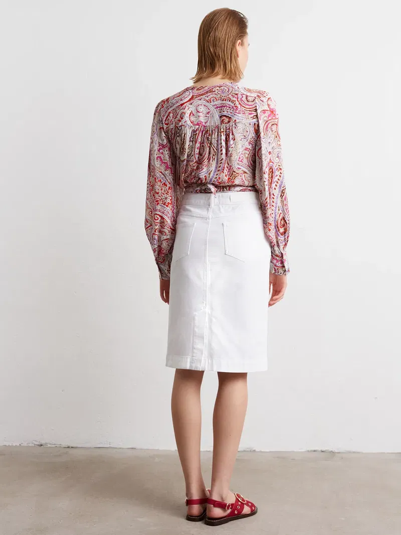 Gerard Darel Lola Denim Skirt in White | endource
