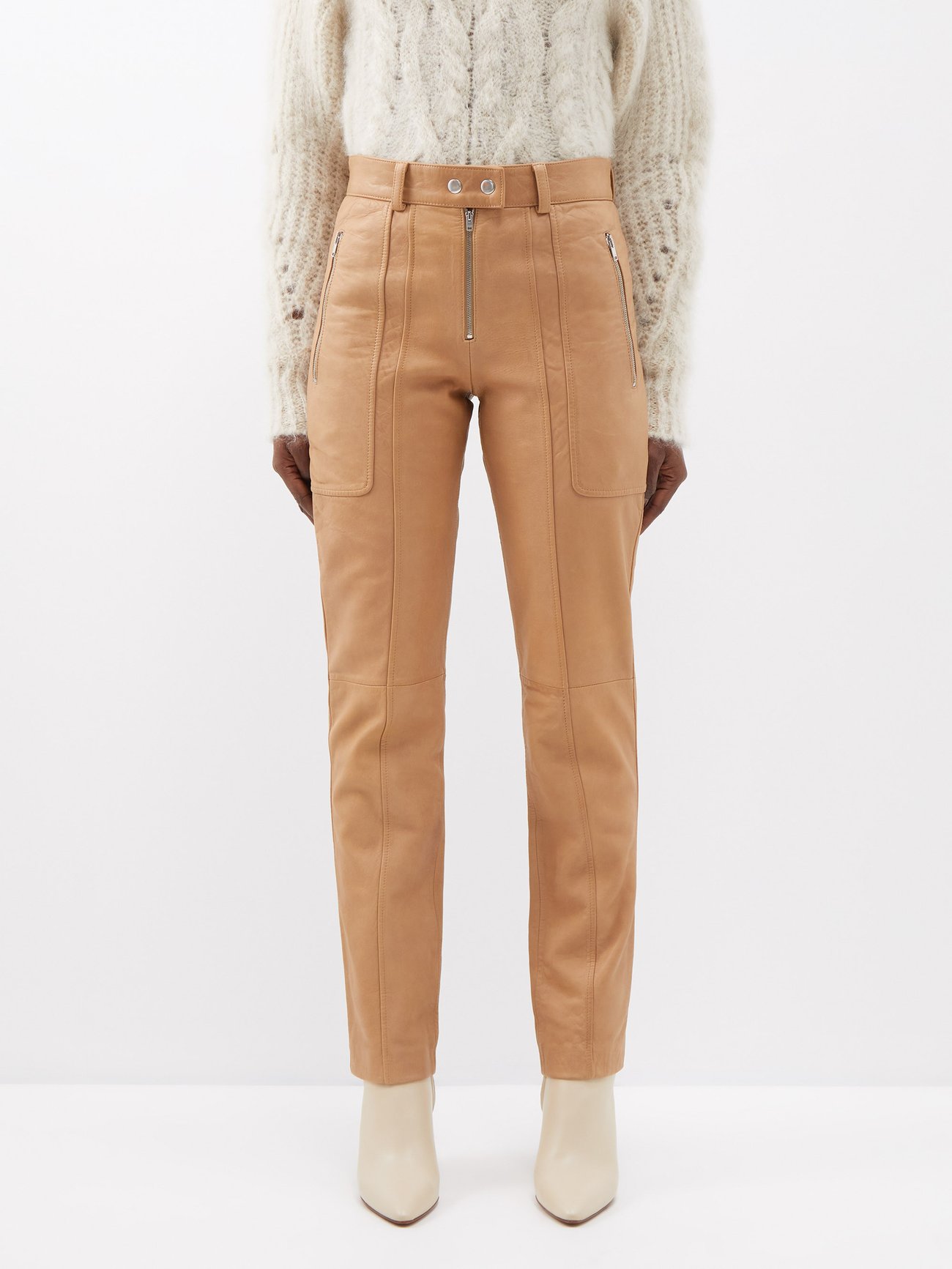 ISABEL MARANT Anazia Slim-Leg Leather Trousers | endource