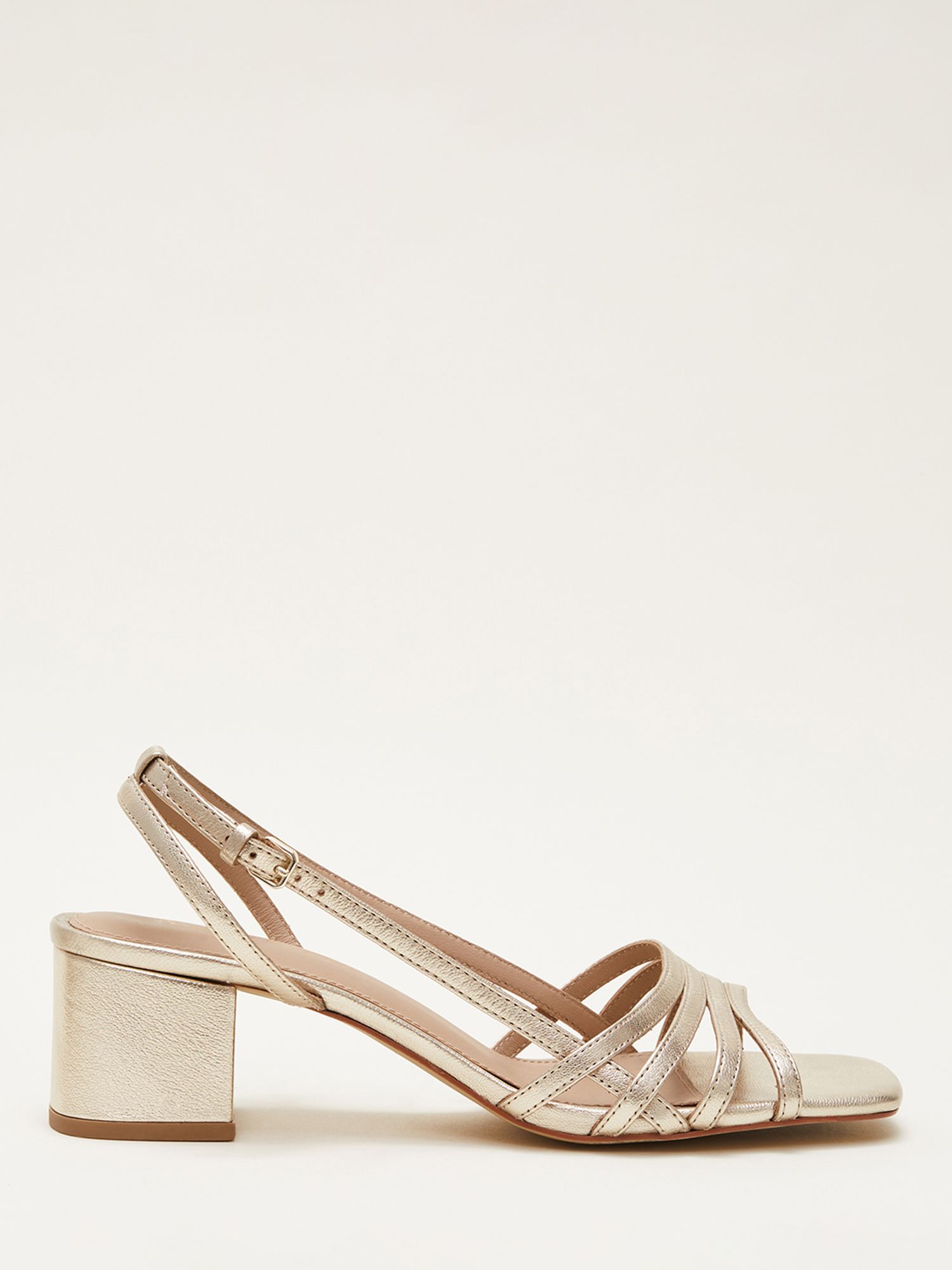 PHASE EIGHT Leather Block Heel Strappy Sandals | endource