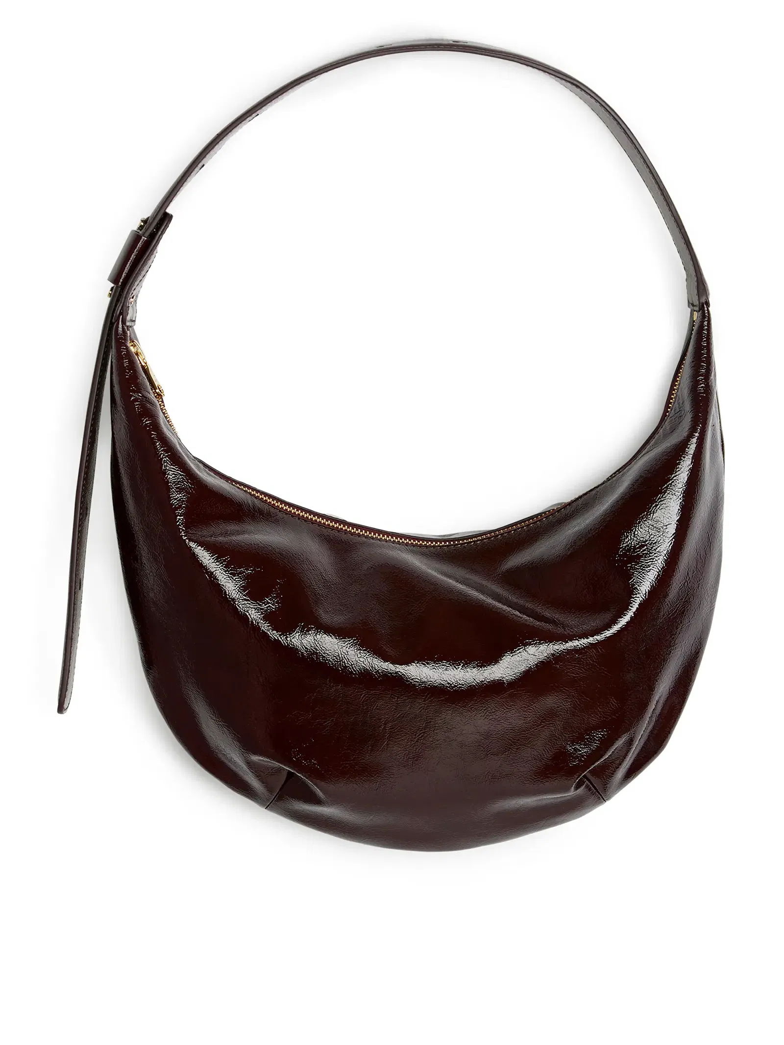 ARKET Mid Size Curved Shoulder Bag in Burgundy | endource