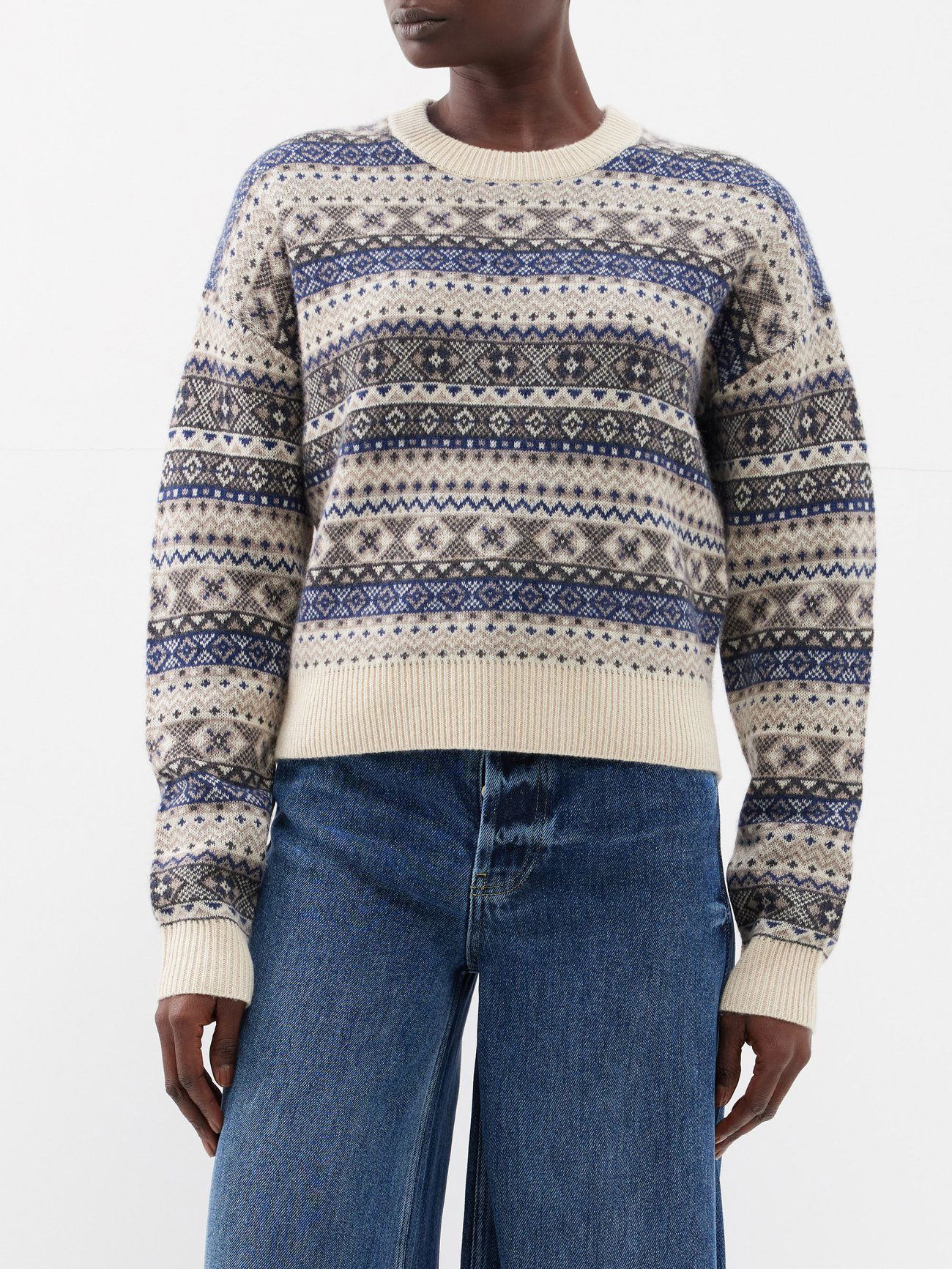 CO Fair Isle-Jacquard Cashmere Sweater in Blue | Endource