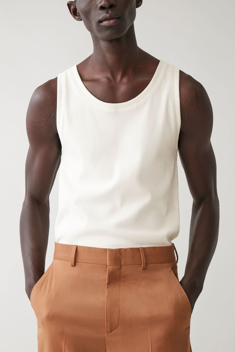 COS Ribbed Organic Cotton Tank Top in Off-White | Endource