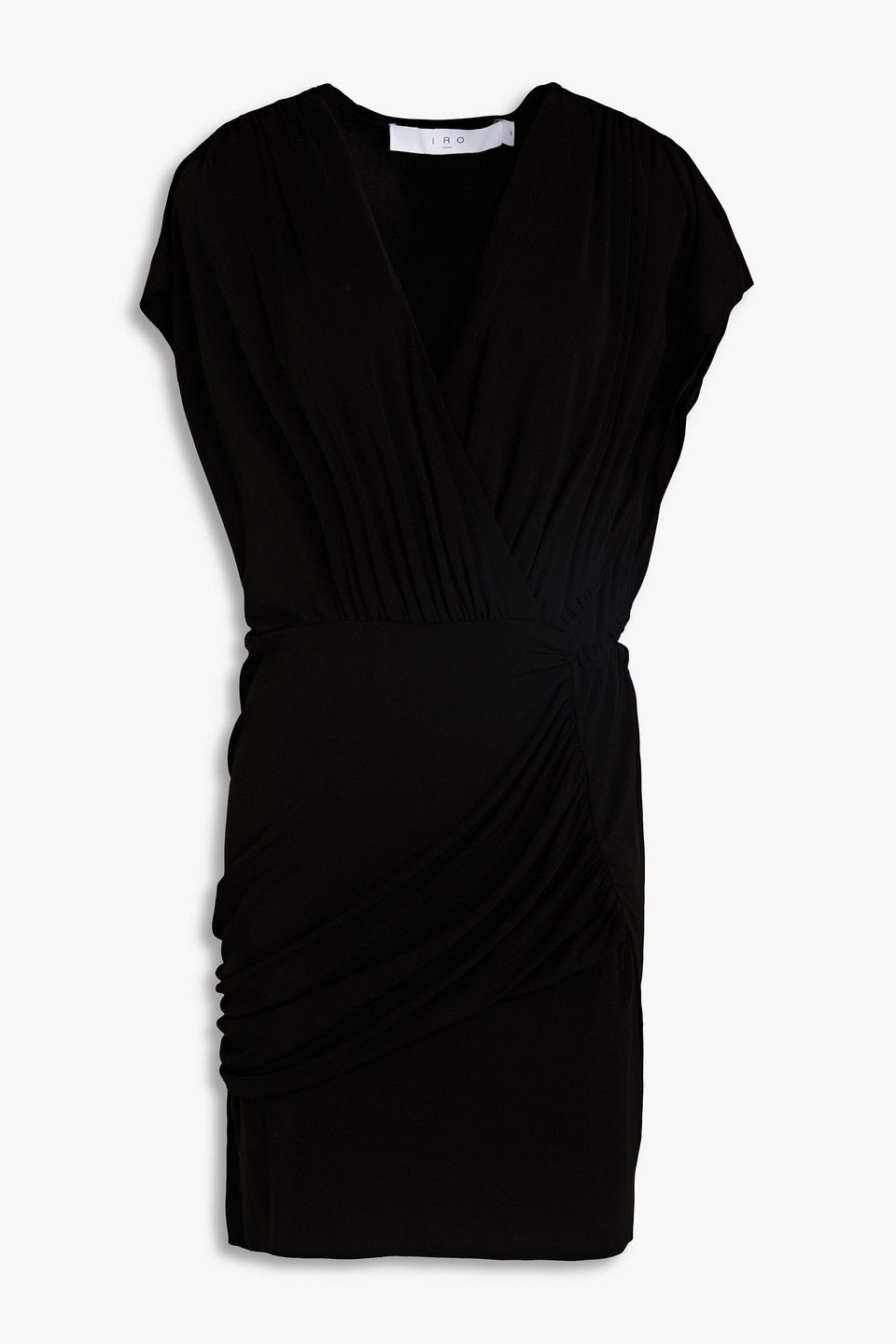 IRO Zera Ruched Cutout Crepe Mini Dress in Black | endource