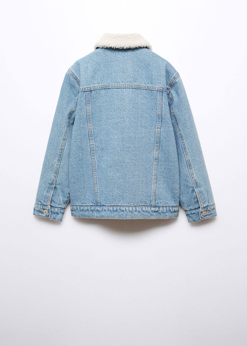 MANGO Faux Shearling Lining Jacket in Medium Blue | endource