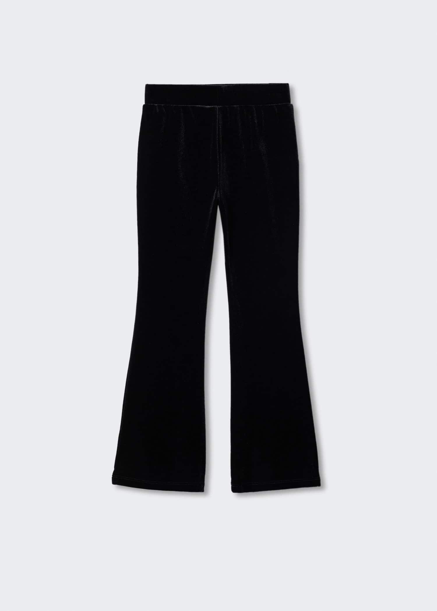 MANGO Velvet Flare Leggings in Black | Endource