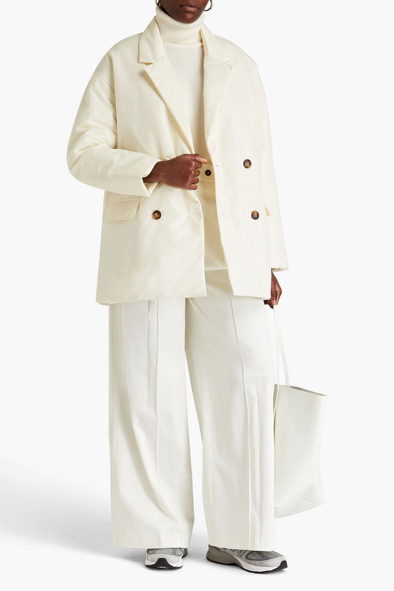 LOULOU STUDIO Solan Double-Breasted Padded Shell Jacket in White | endource