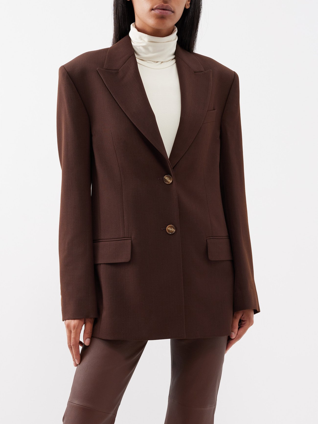 ACNE STUDIOS Jarida Single-Breasted Tailored Jacket in Brown | Endource