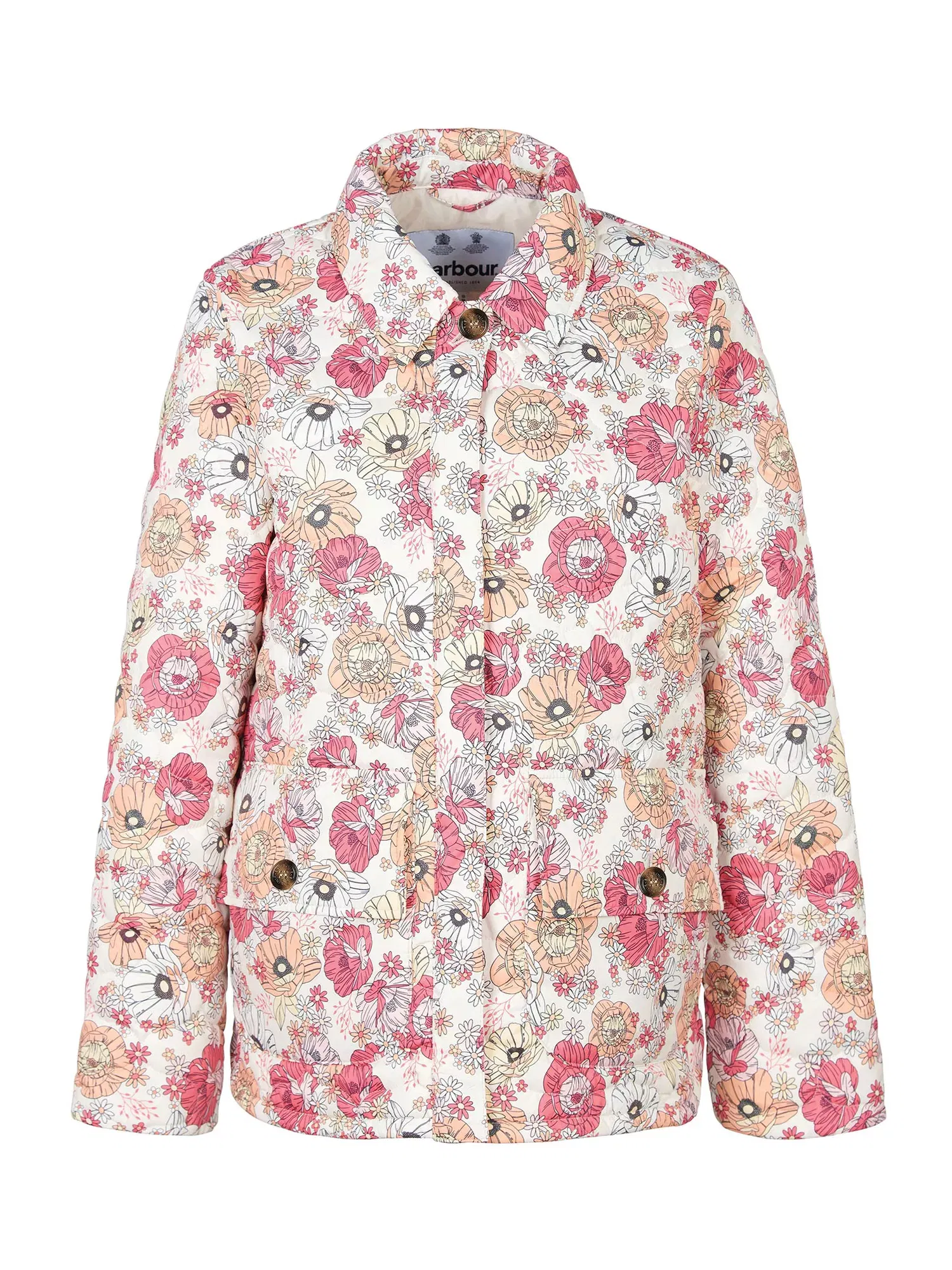 BARBOUR Leilani Floral Quilted Jacket in Pink | endource