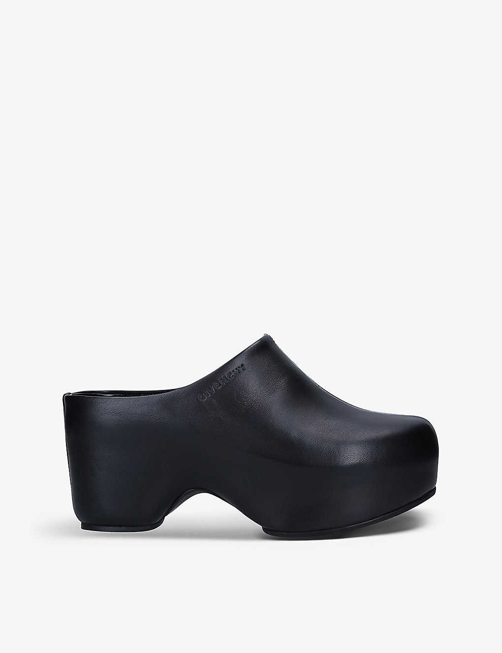 GIVENCHY G Logo-Embossed Leather Platform Clogs in BLACK | Endource