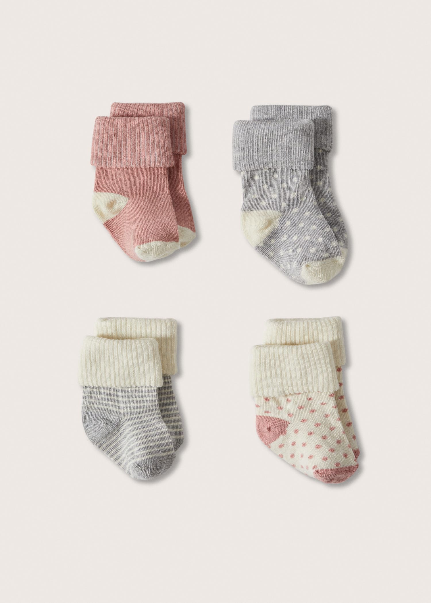 MANGO 4 Pack Mixed Socks in Pastel Pink | endource