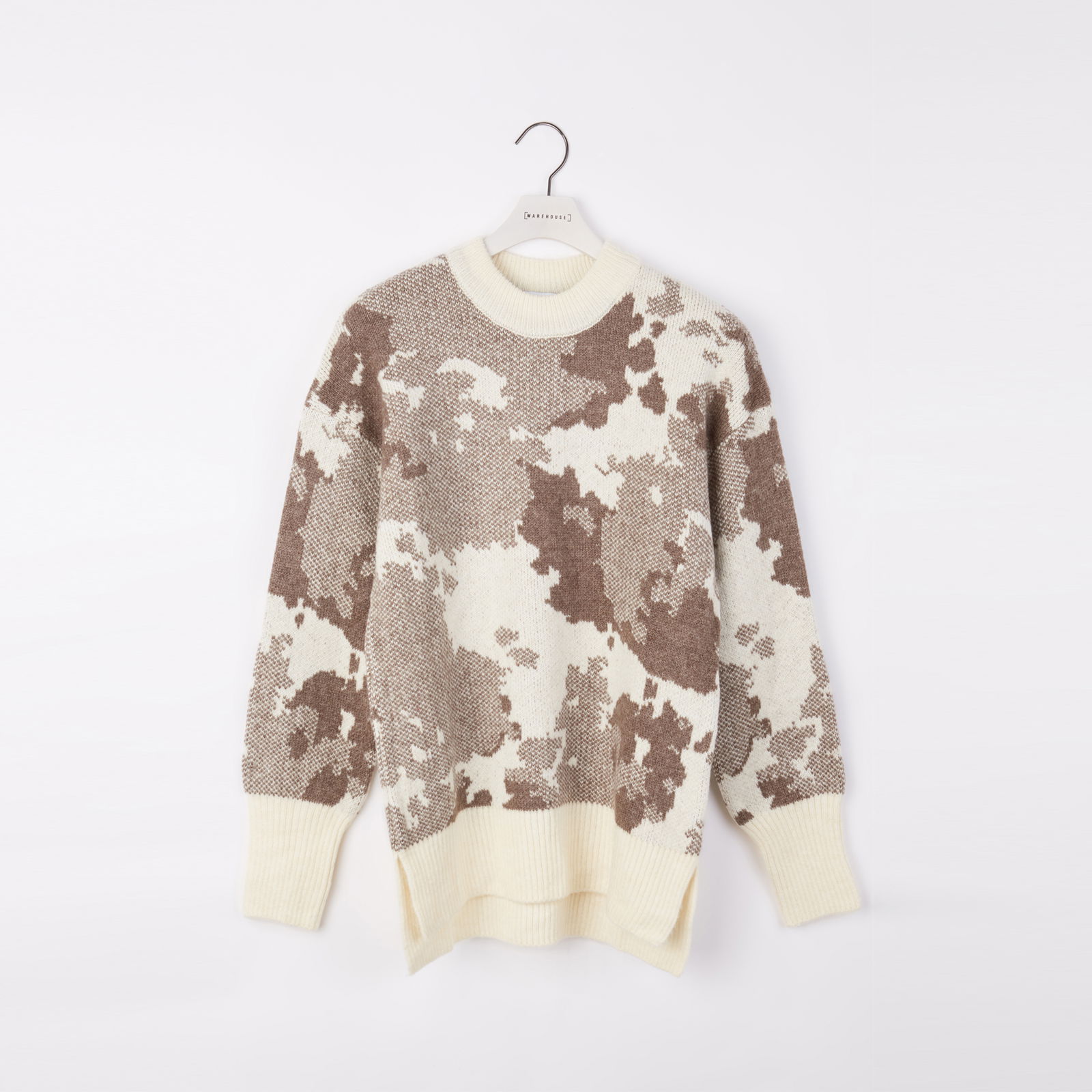 WAREHOUSE Cow Print Jumper in Brown | endource