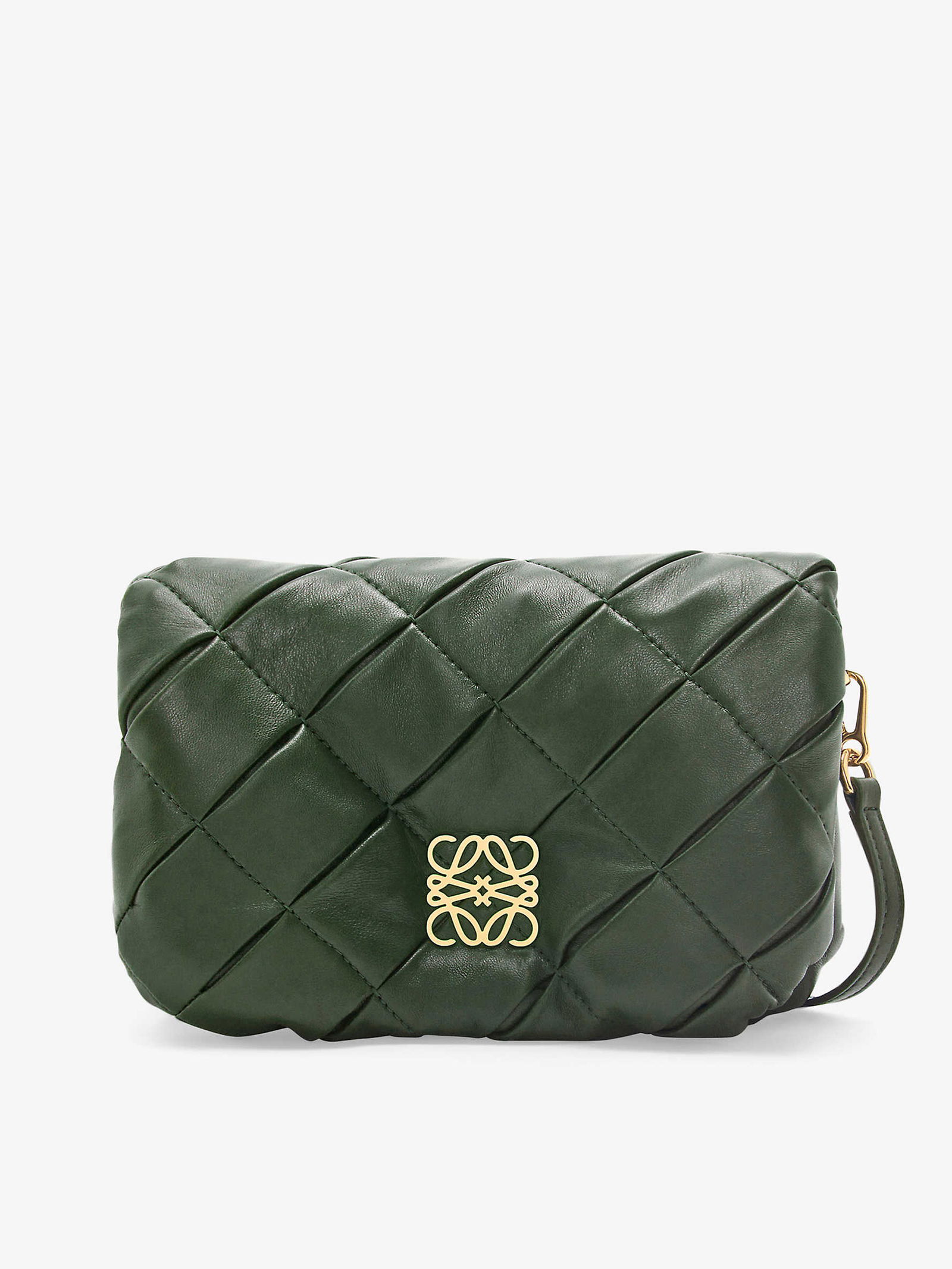 LOEWE Puffer Goya Mini Pleated Leather Shoulder Bag in BOTTLE GREEN ...