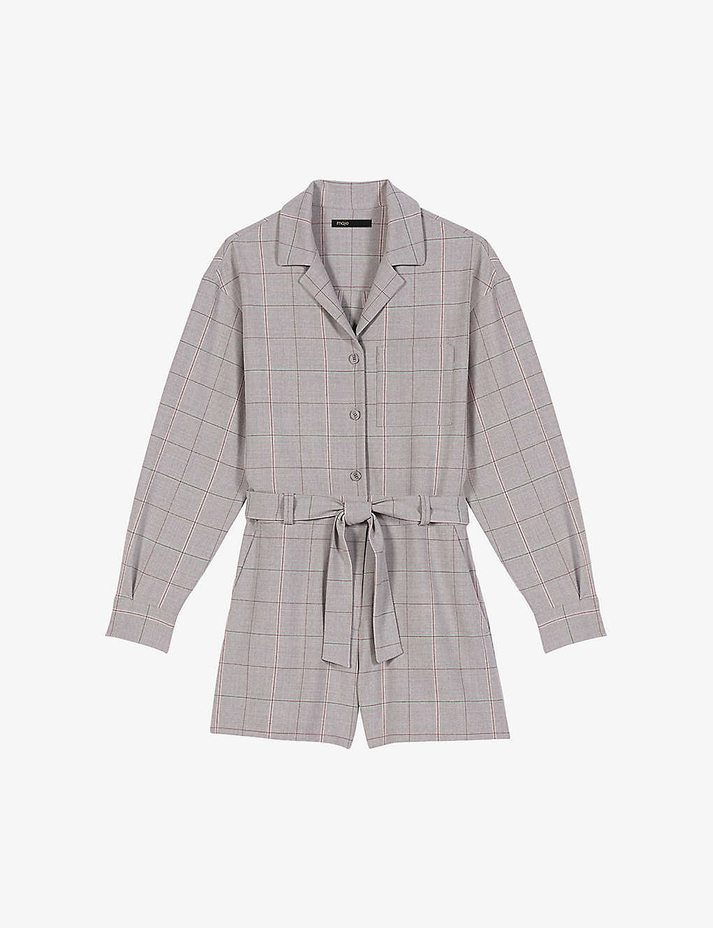 MAJE Check Stretch Jumpsuit in Noir / Gris | endource