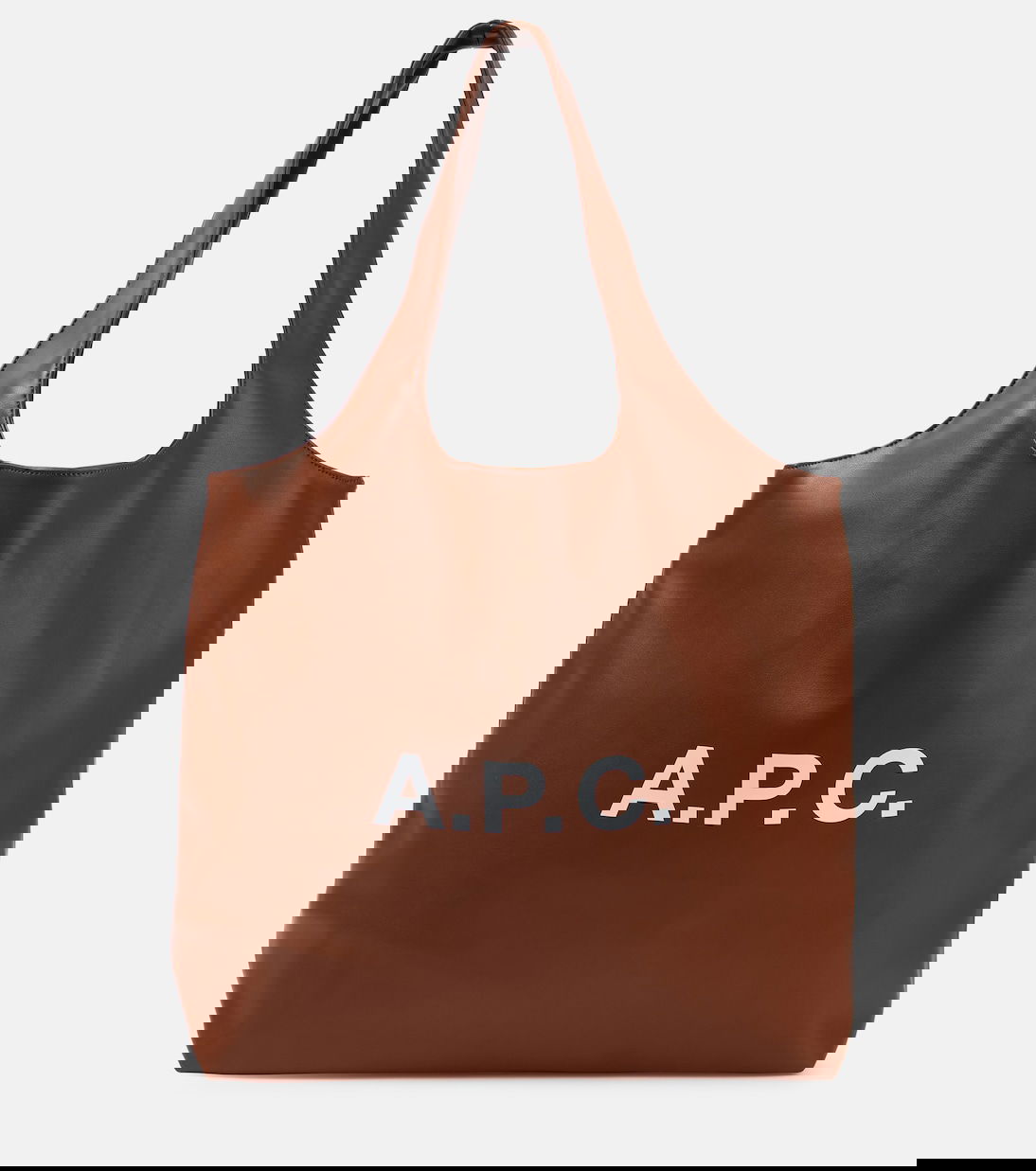 A.P.C. Ninon Logo Faux Leather Tote Bag in Brown | endource