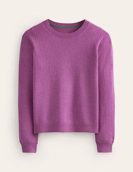 BODEN Eva Cashmere Crew Cardigan in Mulberry | endource
