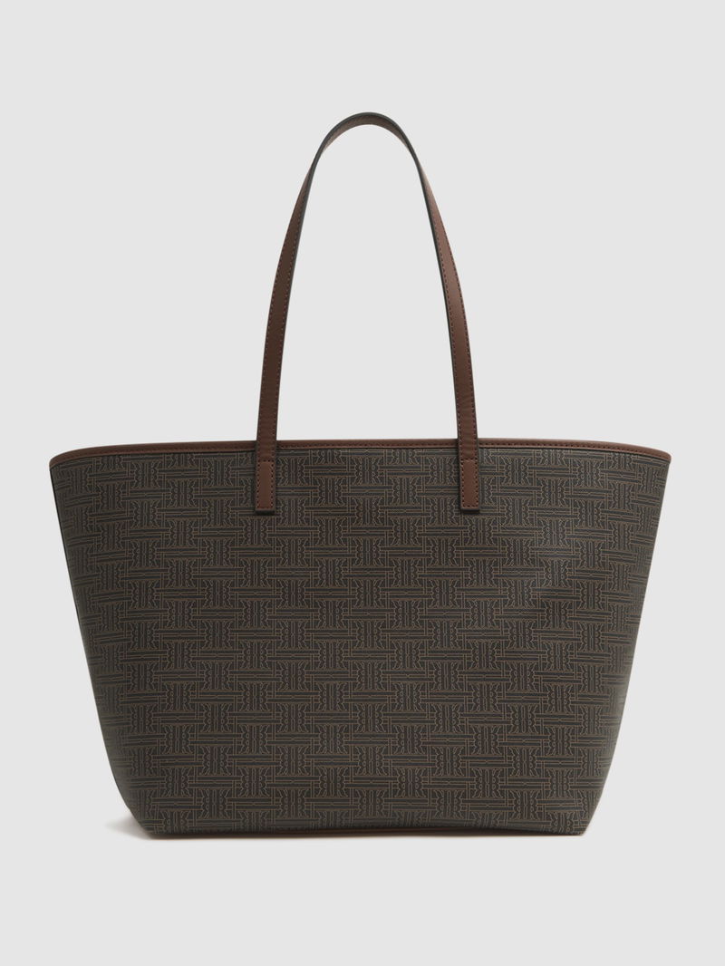 REISS Dani Bloom Logo Tote Bag in Chocolate/Tan | endource