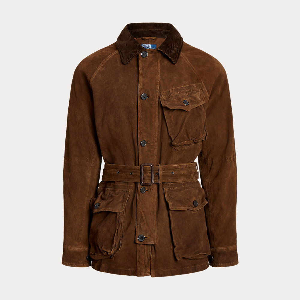 POLO RALPH LAUREN Suede Belted Jacket in Brown | endource