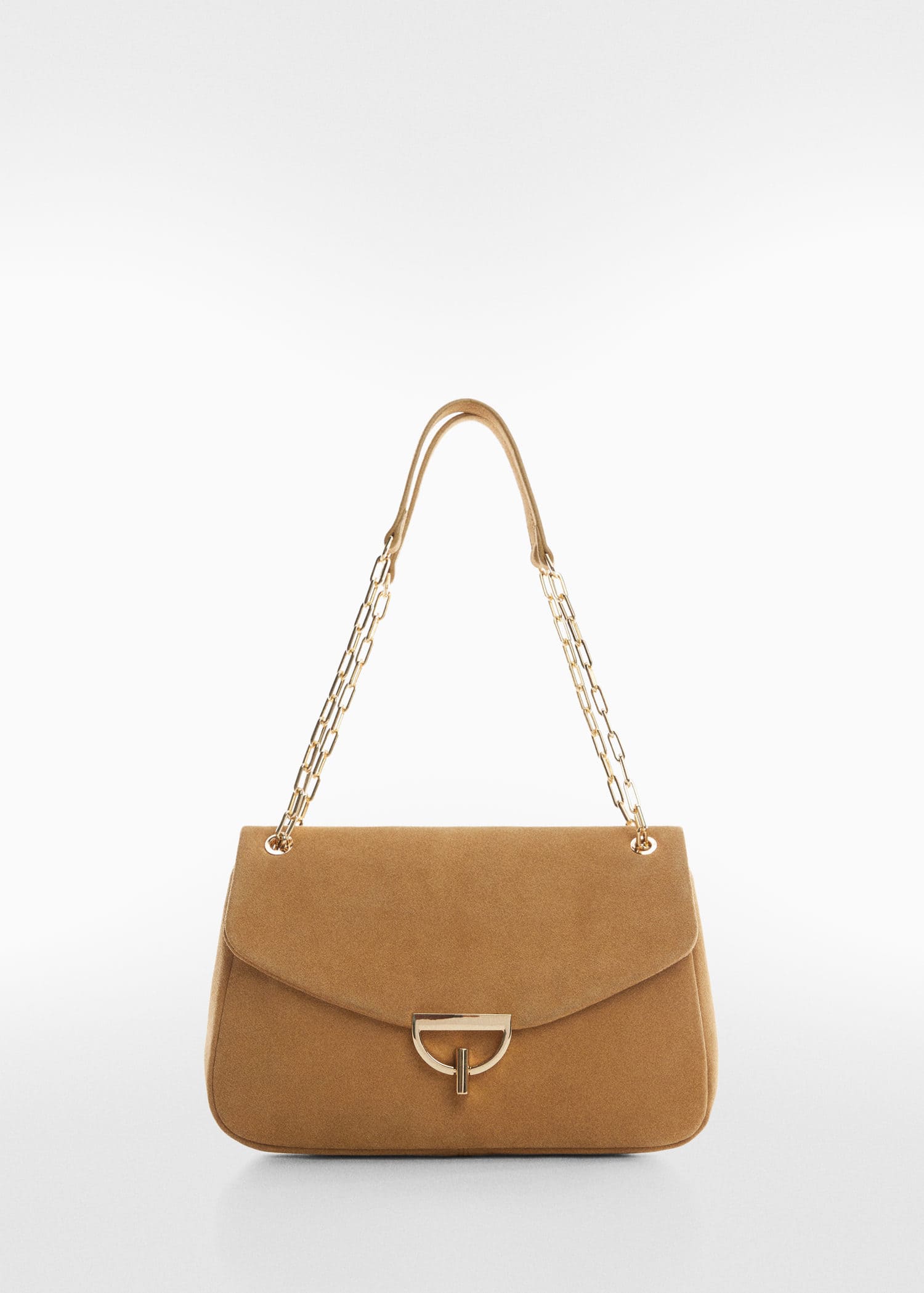 MANGO Chain Suede Bag in Medium Brown | endource
