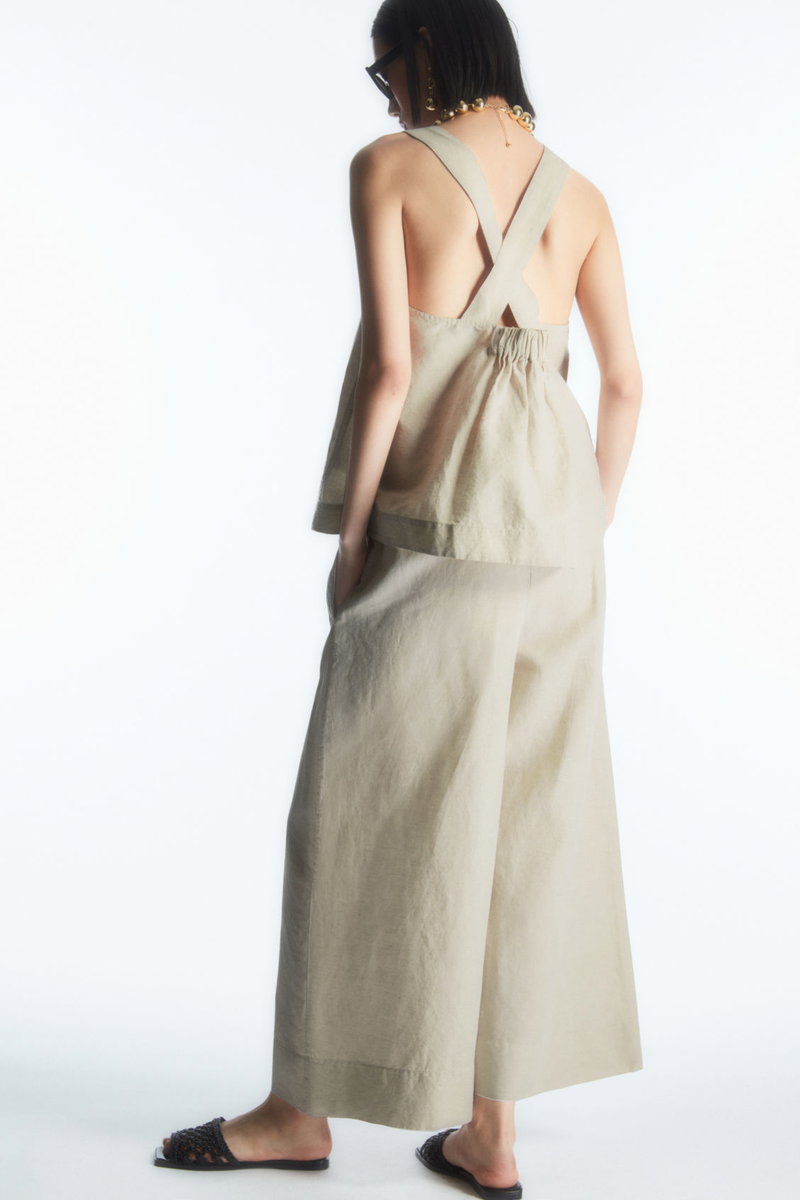 COS Cross-Back Linen Top in BEIGE | endource