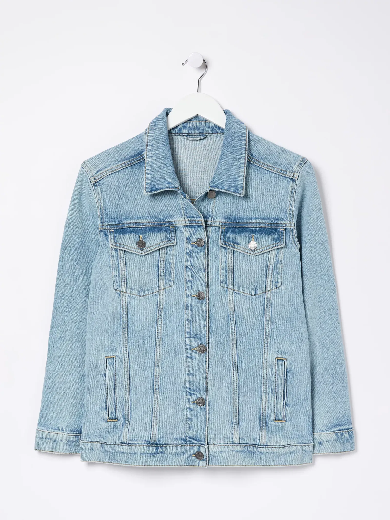 FATFACE Ottile Oversized Denim Jacket in Light Blue | endource