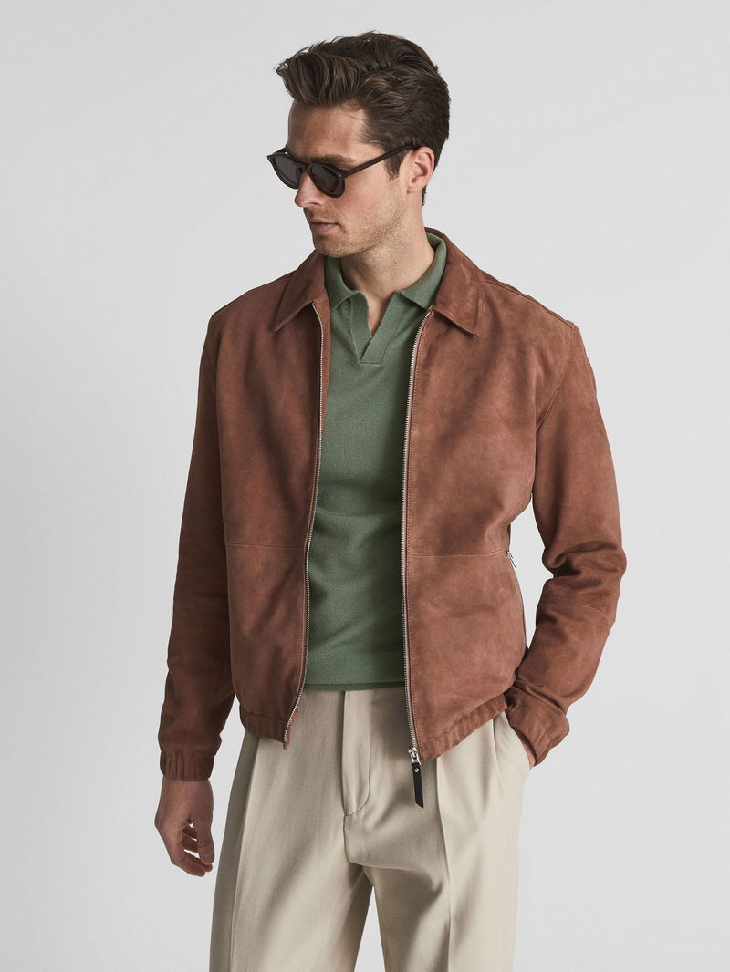 REISS Duchie Open Collar Polo Shirt in Bianco | Endource