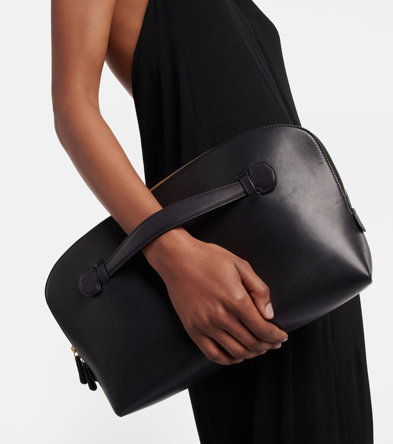 THE ROW Ellie Leather Clutch in Black | endource