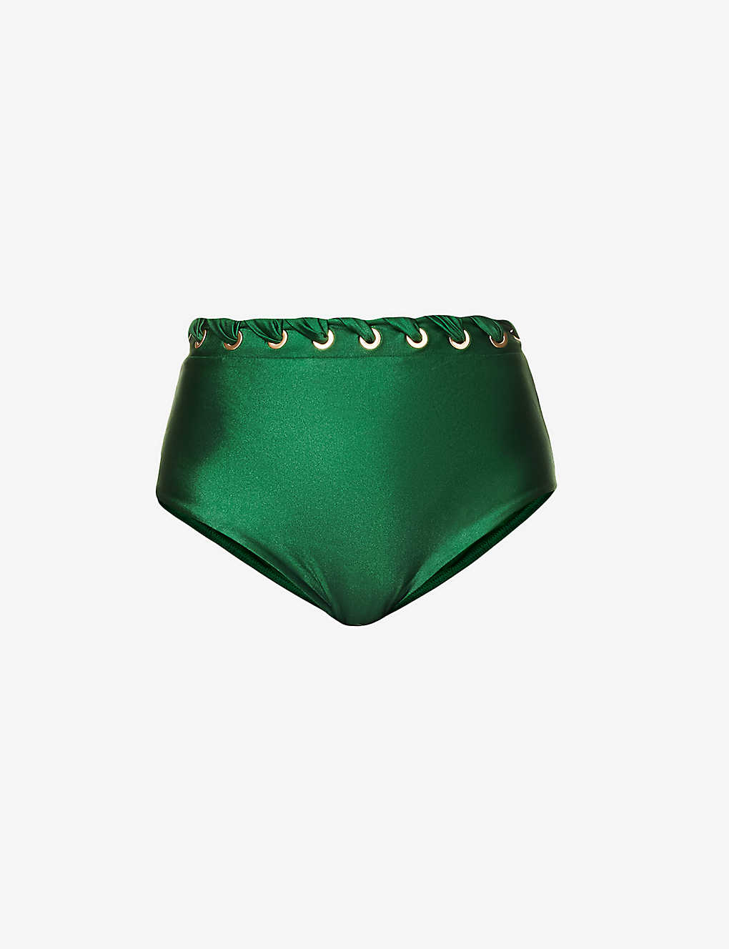 Zimmermann Devi High Rise Eyelet Bikini Bottoms In Emerald Endource