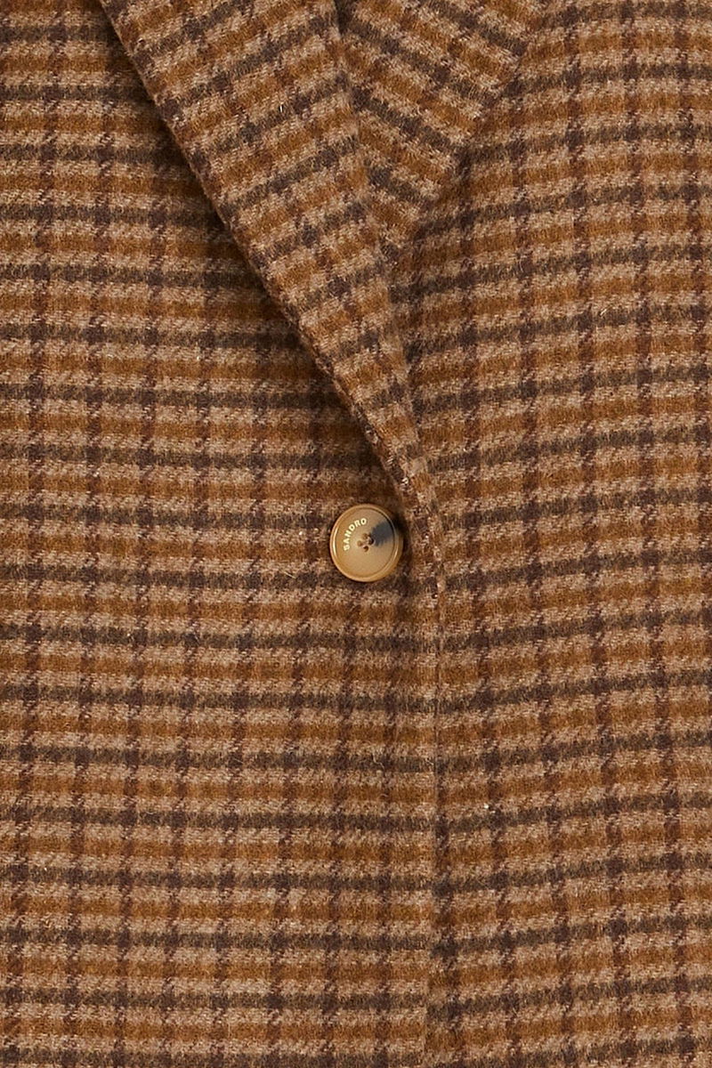 SANDRO Jenna Checked Tweed Blazer in Brown | endource
