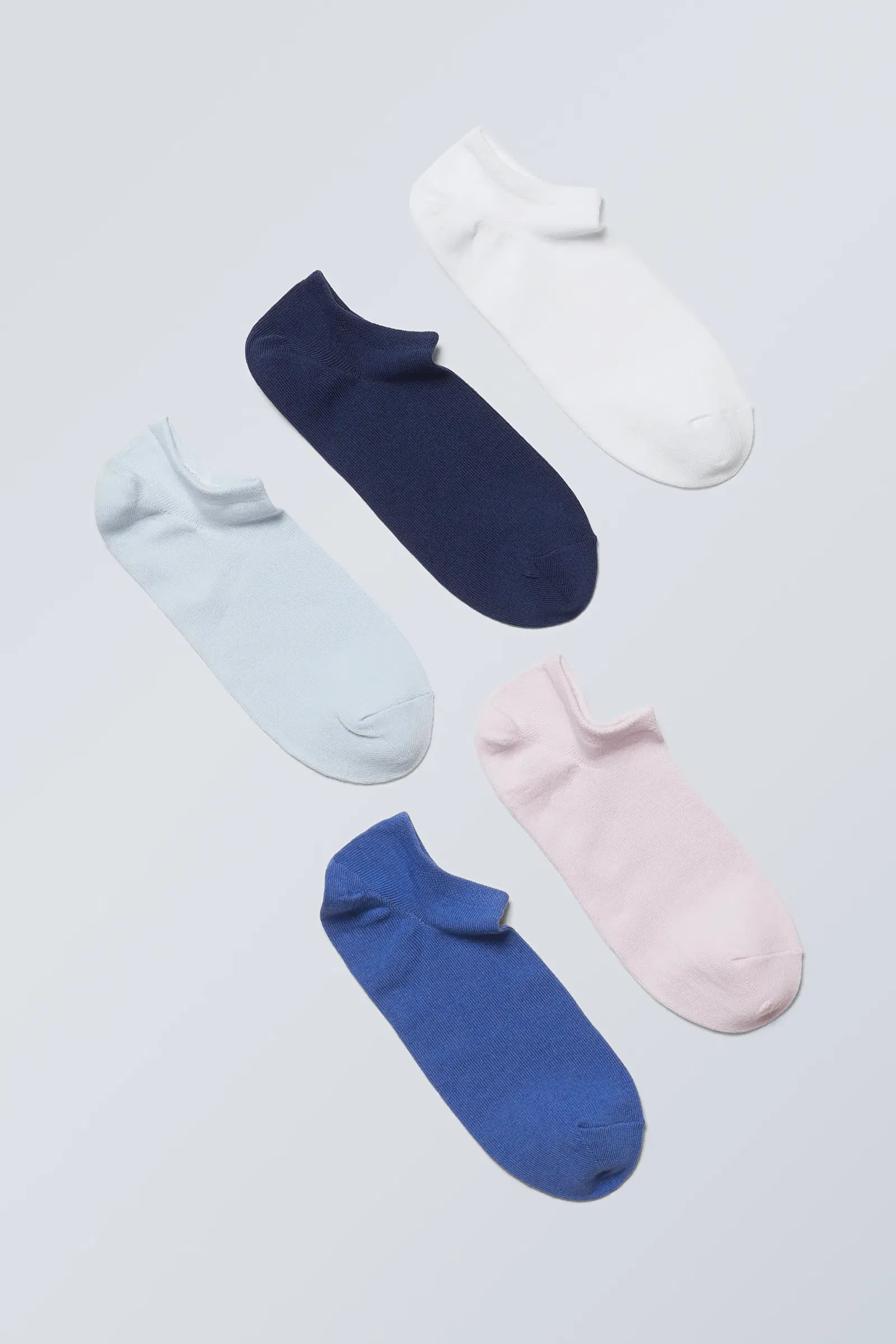 WEEKDAY 5-Pack Trainer Socks in Blue Accent Mix | Endource